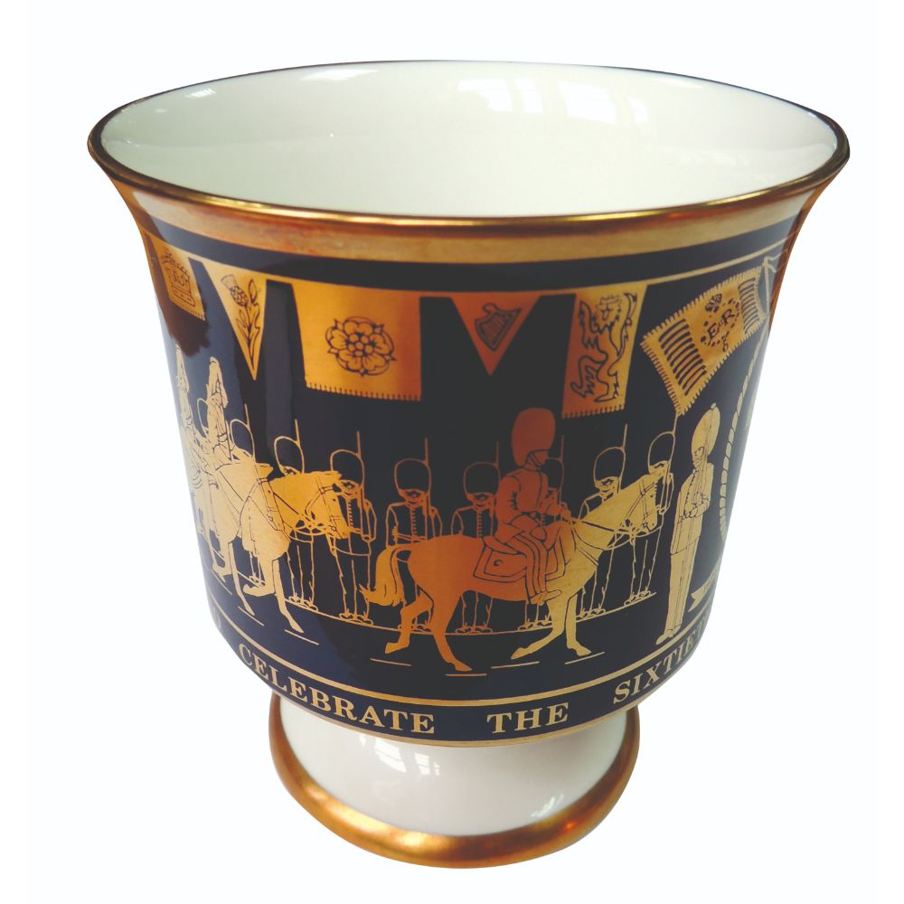 Coalport Footed Goblet - Queen Elizabeth II 60th Birthday 1986