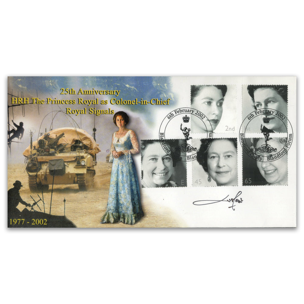 2002 Queens Jubilee. Royal Signals Off.- Blandford Camp h/s. Sign by L