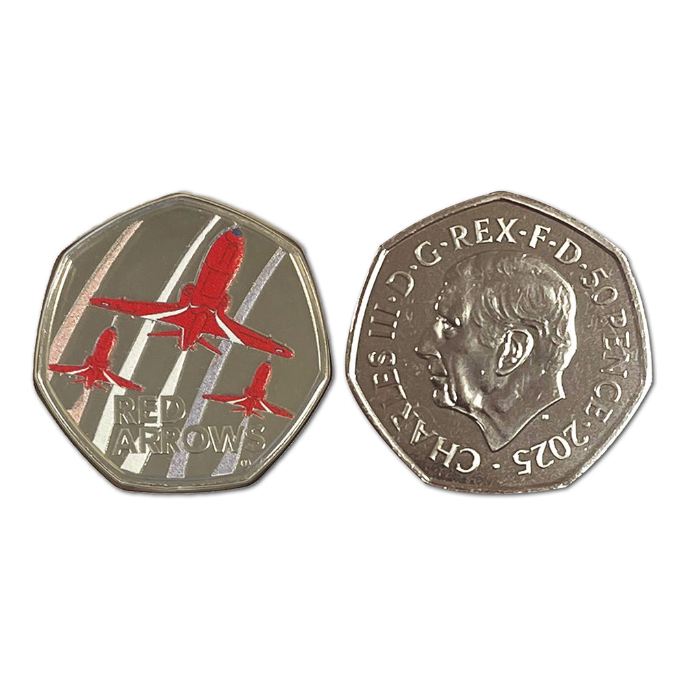 2025 The Red Arrows BU Colourised 50p Coin