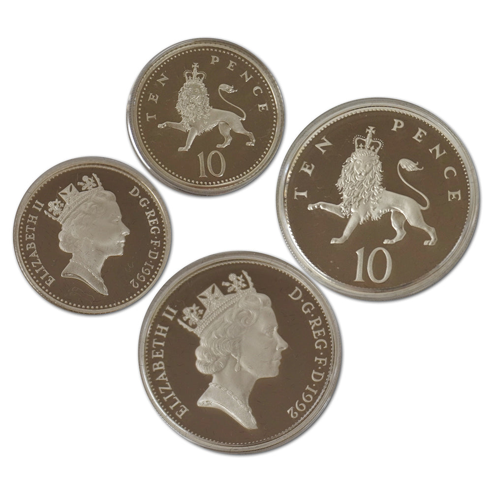 1992 Royal Mint Silver Proof Pair 10p coins