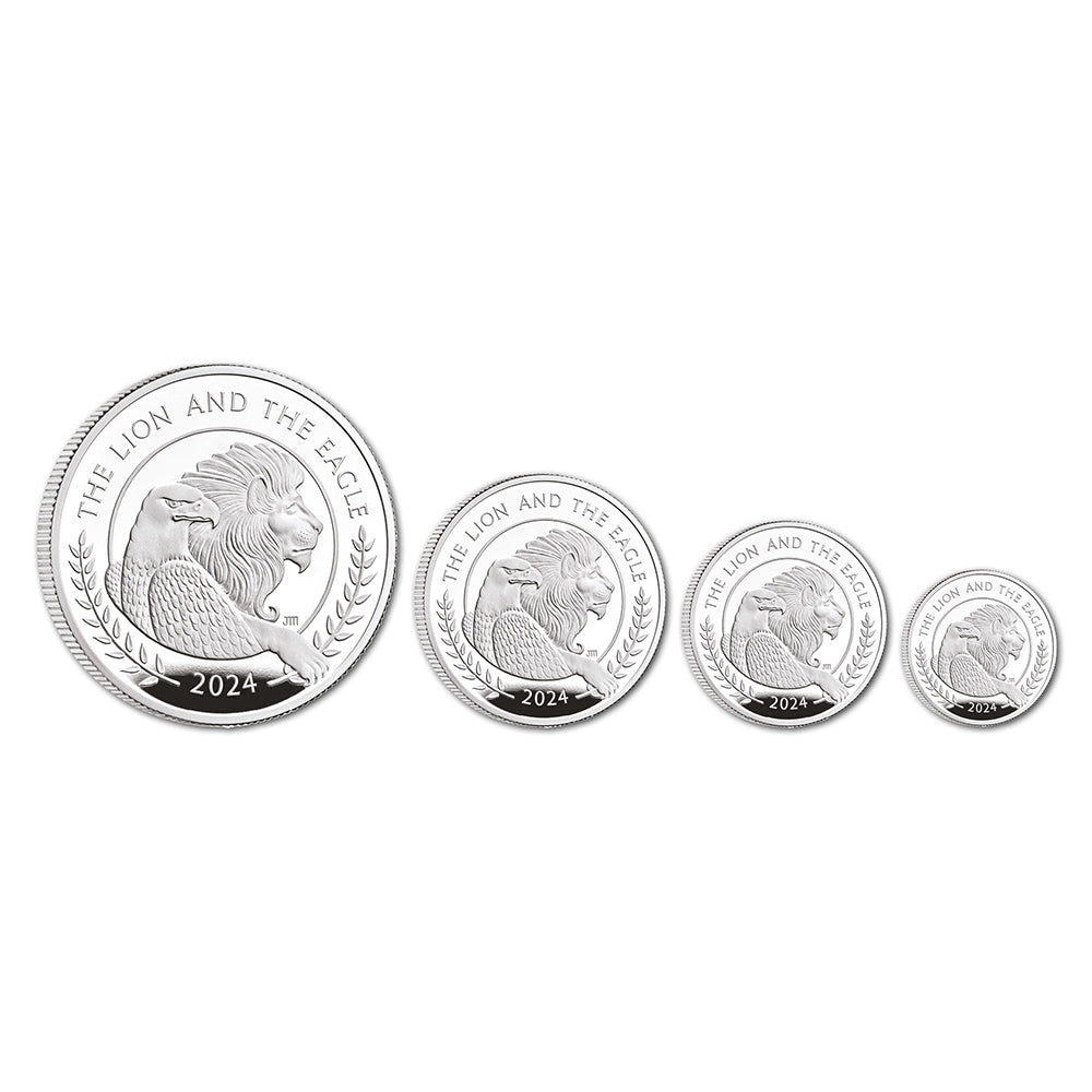 The Lion and The Eagle 2024 UK Four-Coin Fractional Silver Proof Set