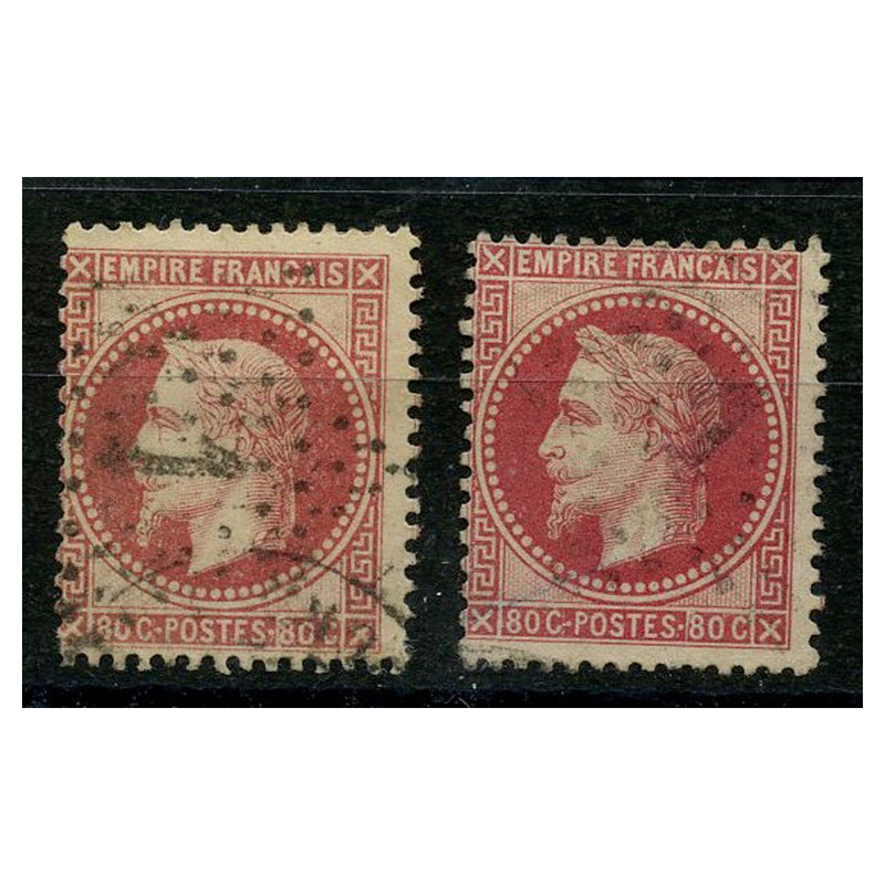 France 1863-70 80c Both shades, good to fine used, both displaying 'cr
