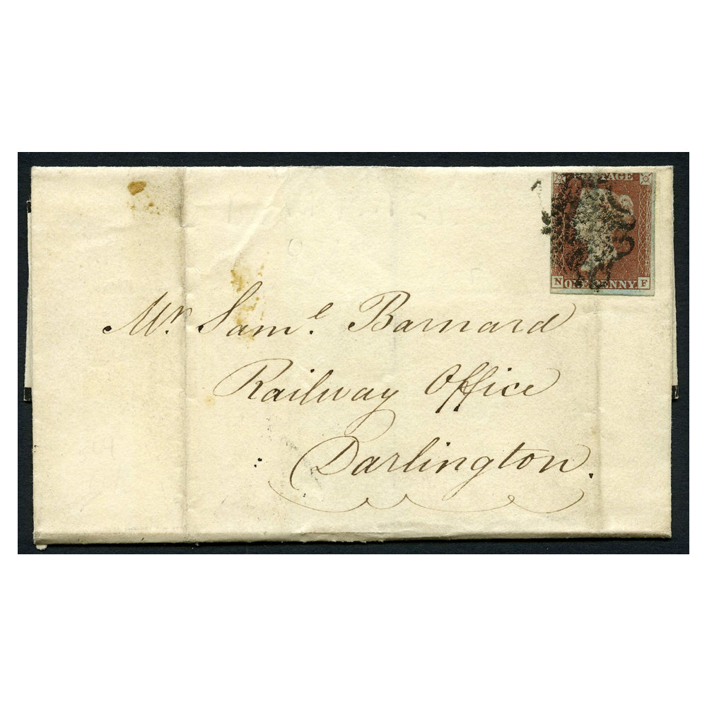 GB 1841 1d Red-brown, 3 margin example from black plate 9, used on fol