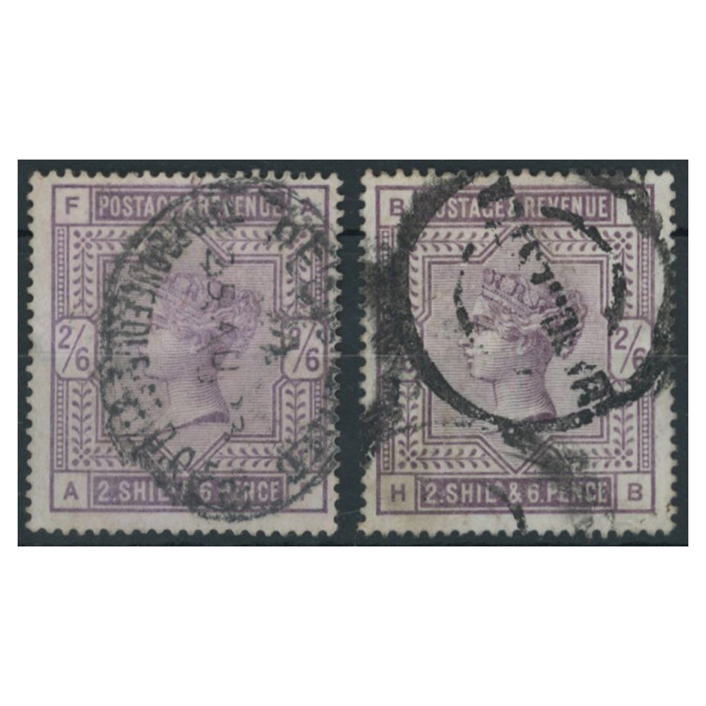 GB 1883-84 2/6d White ppr, both shades, good to fine used. SG178-79