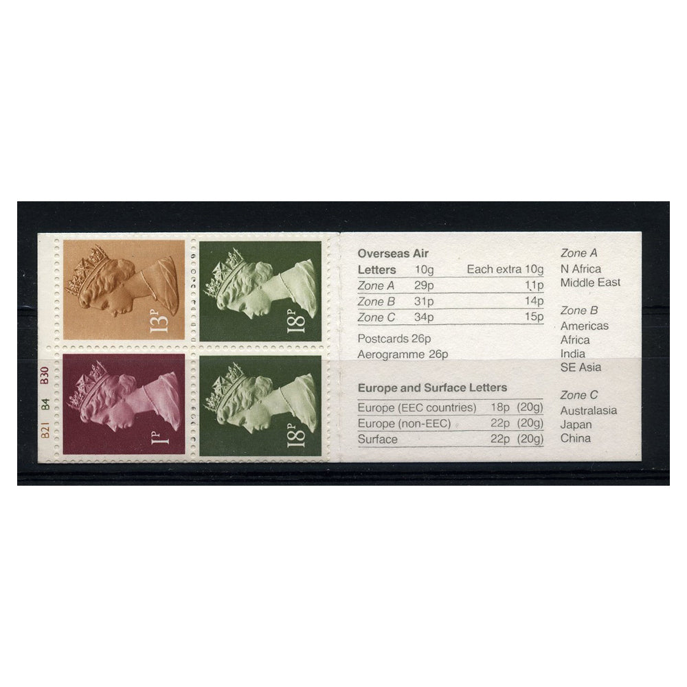 GB 1987 50p Portchester Castle bklt, phosphor transposed cylinder pane