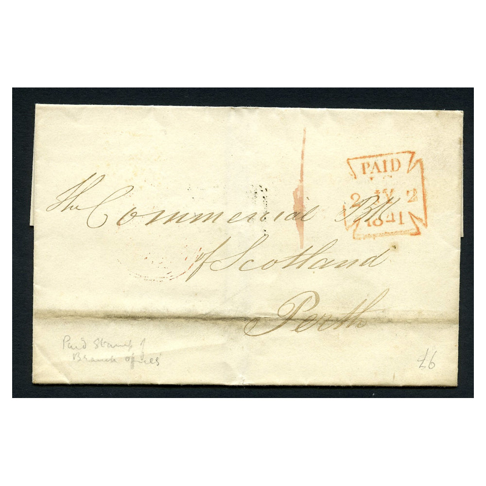 GB 1841 Cover from Vere St (London) to Perth via Edinburgh. Red maltes