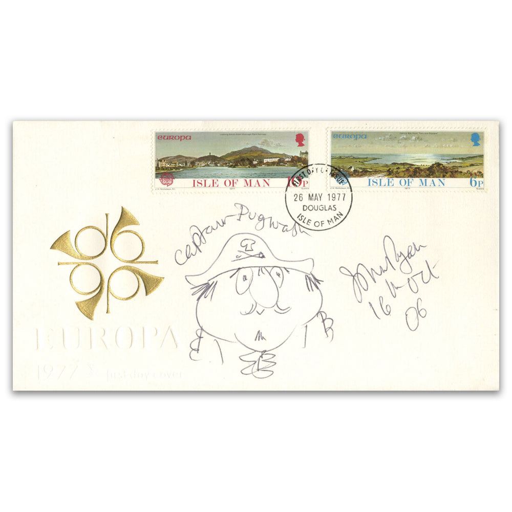 1977 IoM Europa. Signed John Ryan with Captain Pugwash Drawing