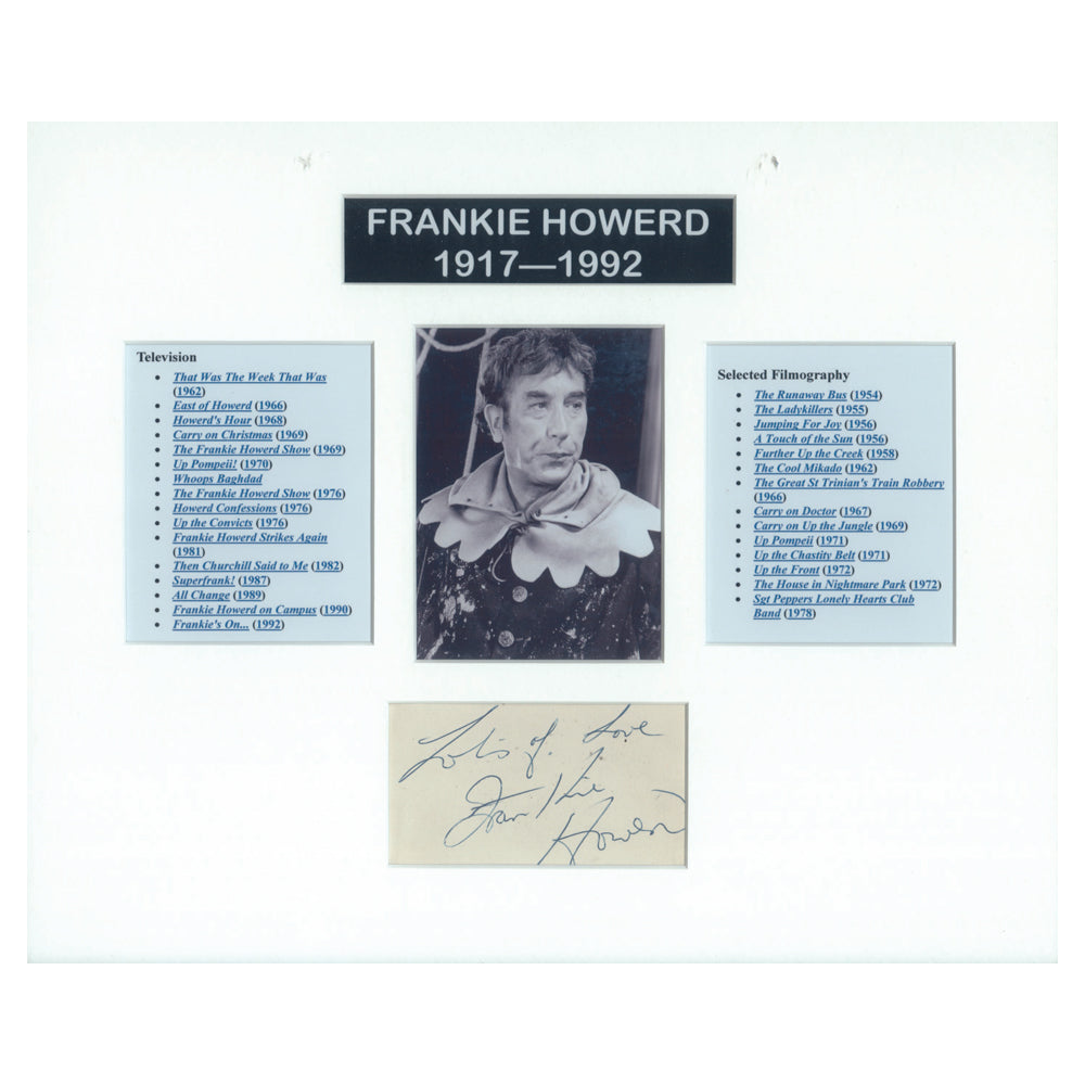 Frankie Howerd - Autograph - Signature Mounted with Black & White Phot