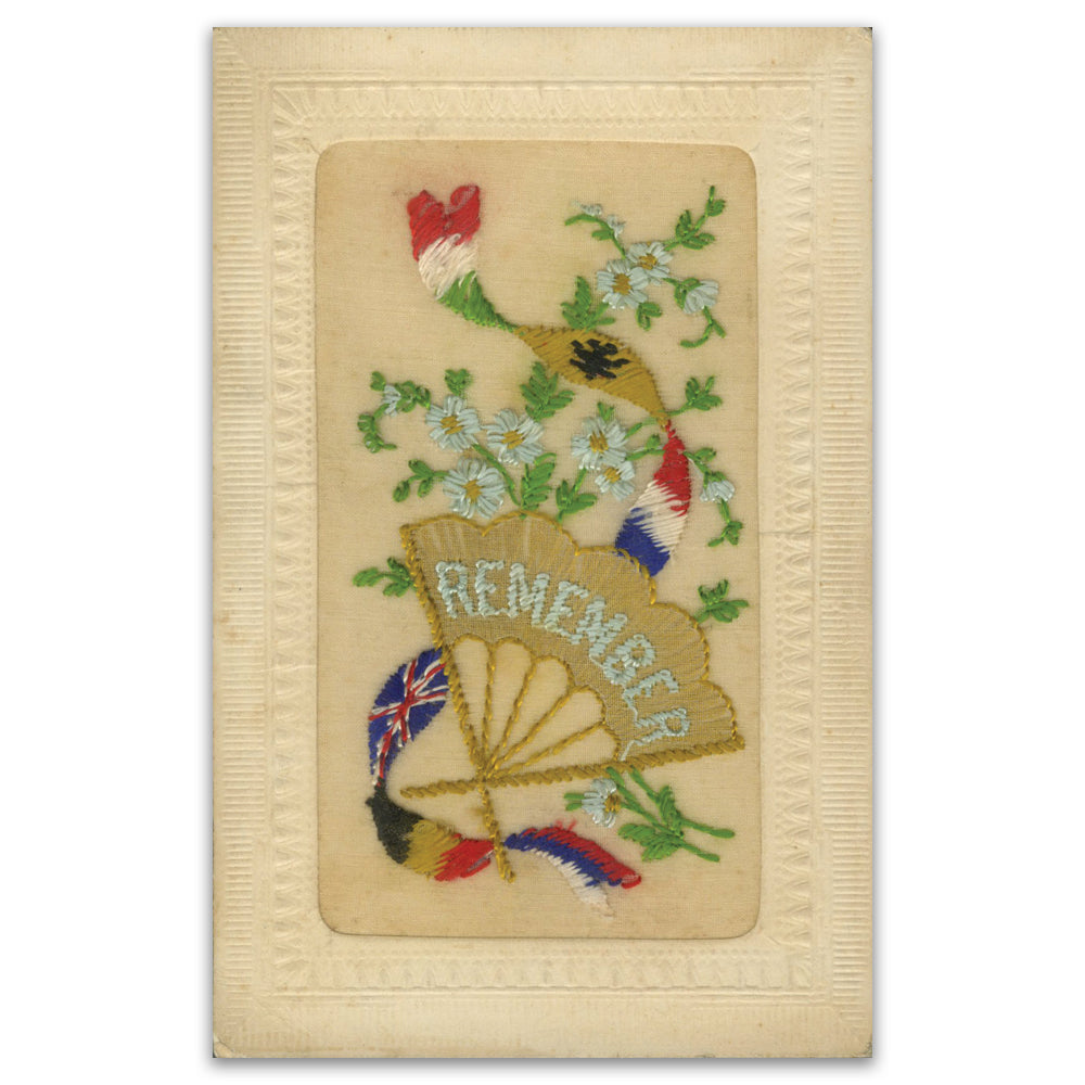 WWI Embroidered Postcard - Remember