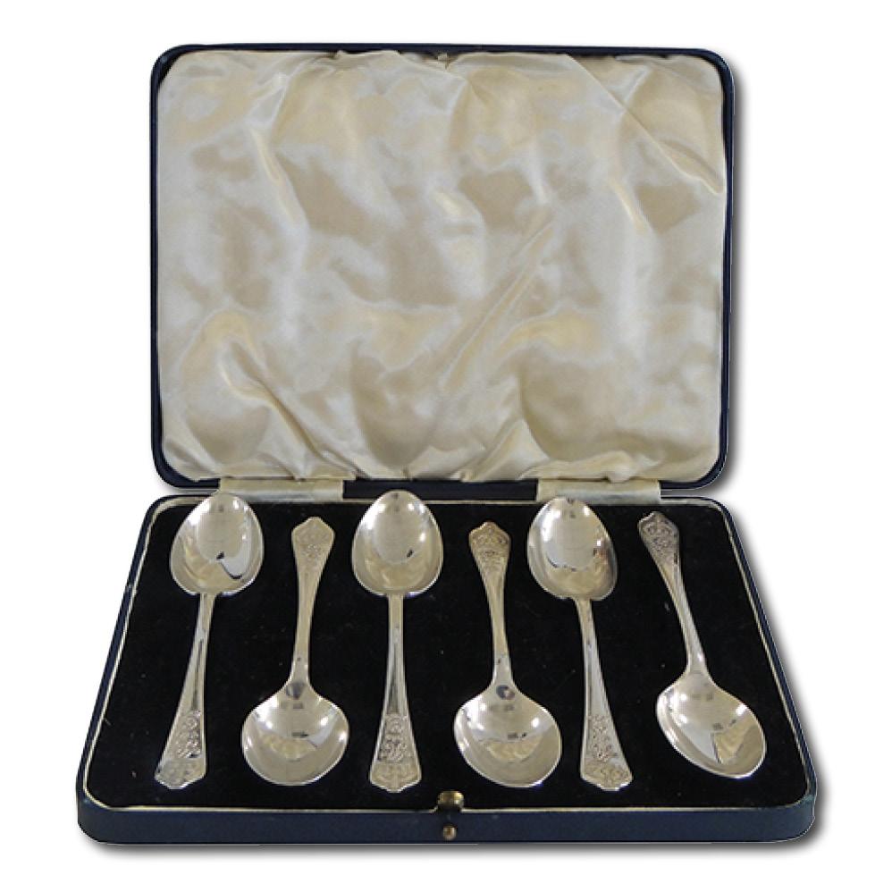 Commemorative Teaspoon Set - George V Silver Jubilee - Boxed Set of 6