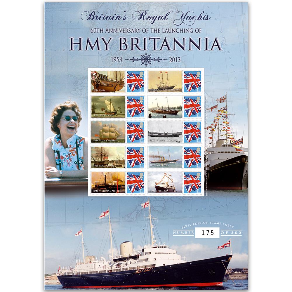 HMY Britannia 60th Anniversary GB Customised Stamp Sheet