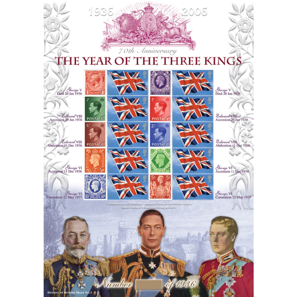 Year Of The Three Kings GB Customised Stamp Sheet - History of Britain