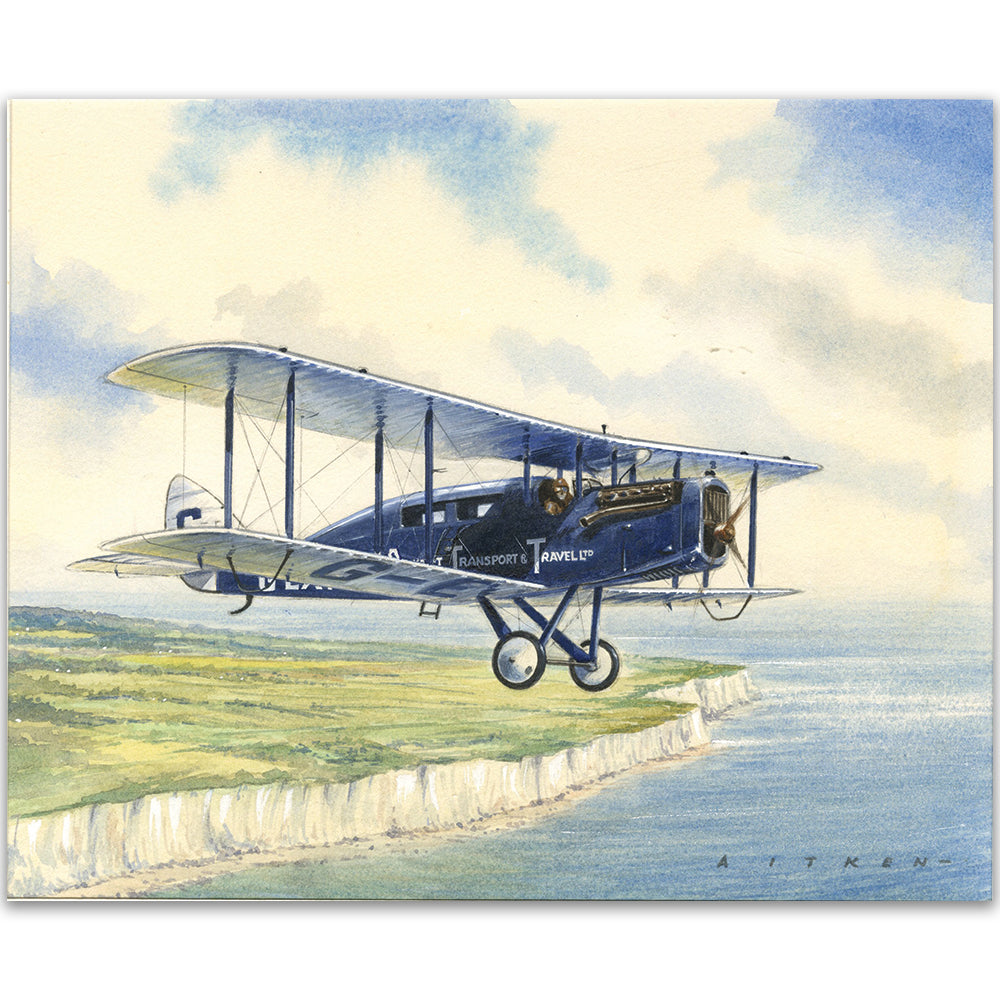 1st UK Int. Airmail Service artwork by Kenneth C Aitken