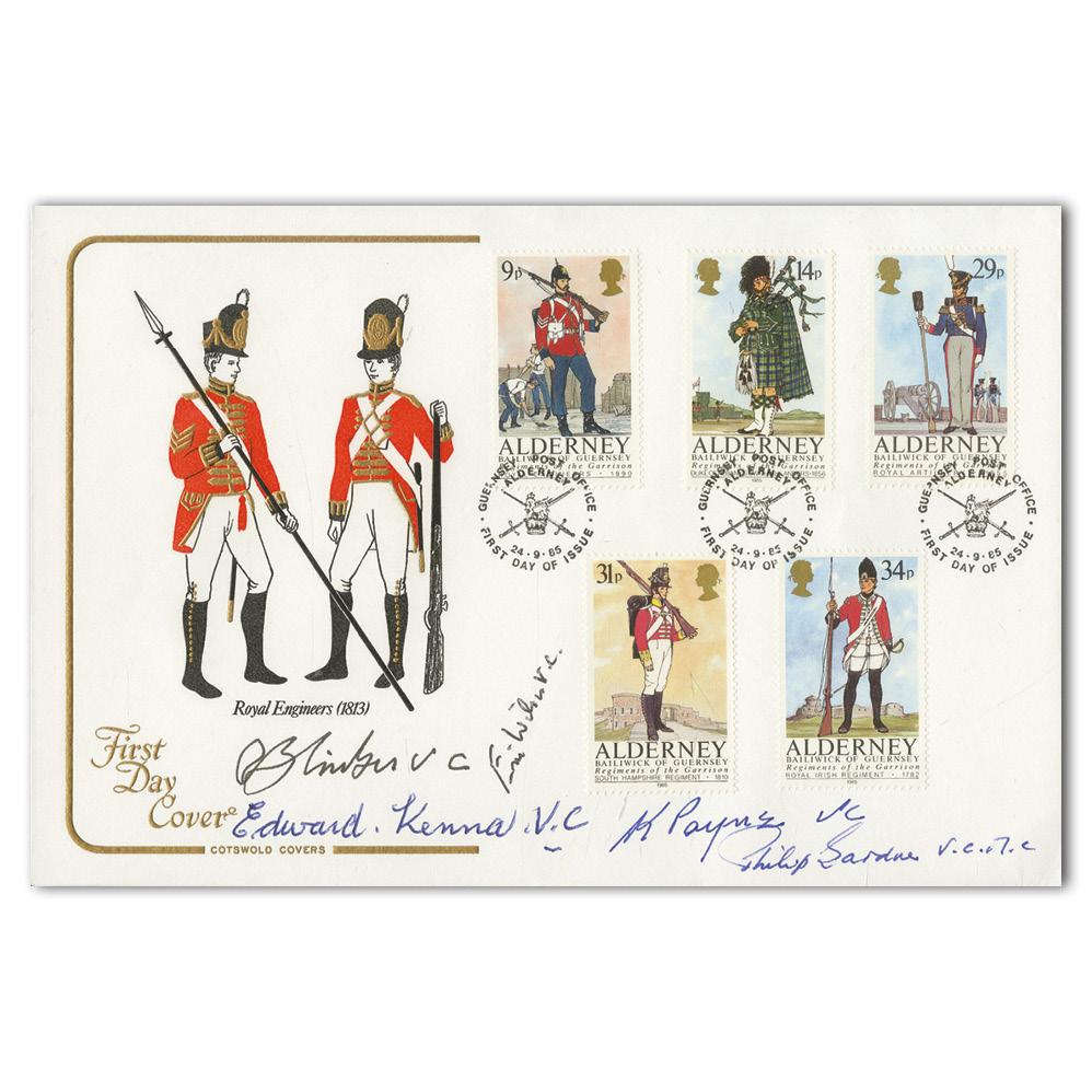 1985 Cotswold Alderney Regiments of Garrison. Signed 5 VC Holders.