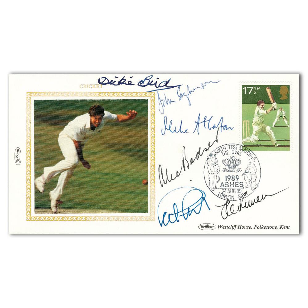 1989 Ashes - Signed by Alec Bedser, Atherton, Bird, Gooch & 2 Others