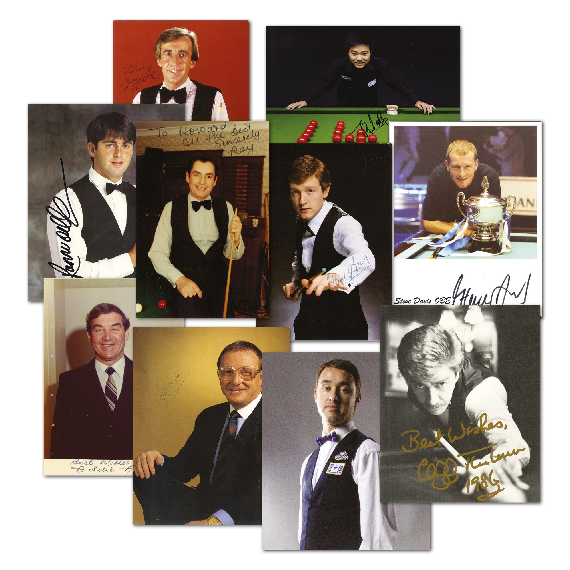 A collection of ten photographs signed by professional snooker players